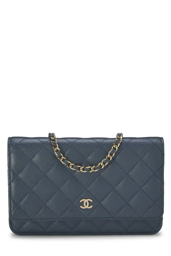 Chanel Classic Quilted Wallet On Chain - Blue