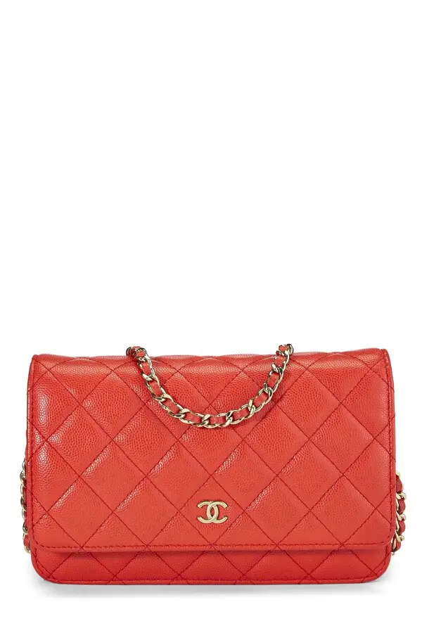 Chanel Classic Quilted Wallet On Chain - Orange