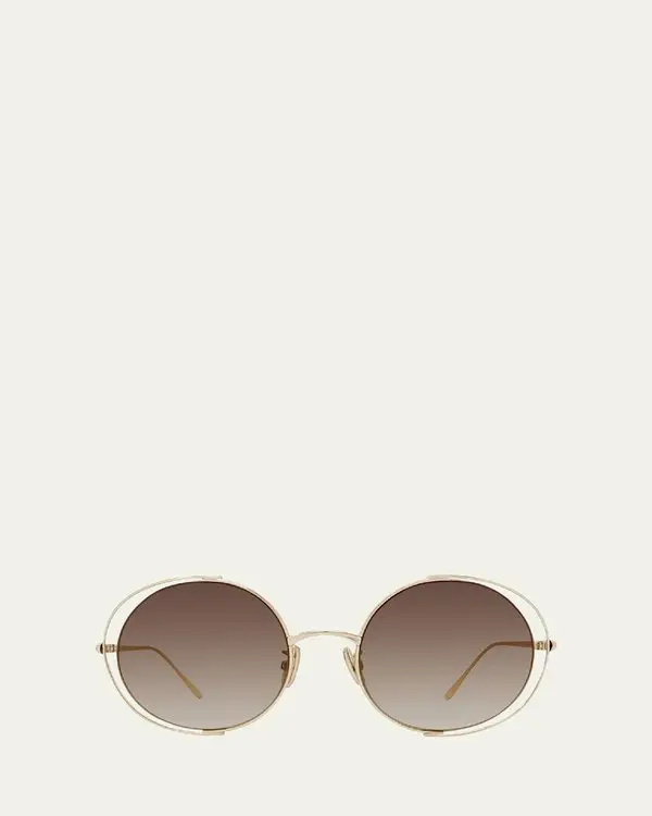 Loewe Signature Round Metal Sunglasses - Gold/gradient Brown
