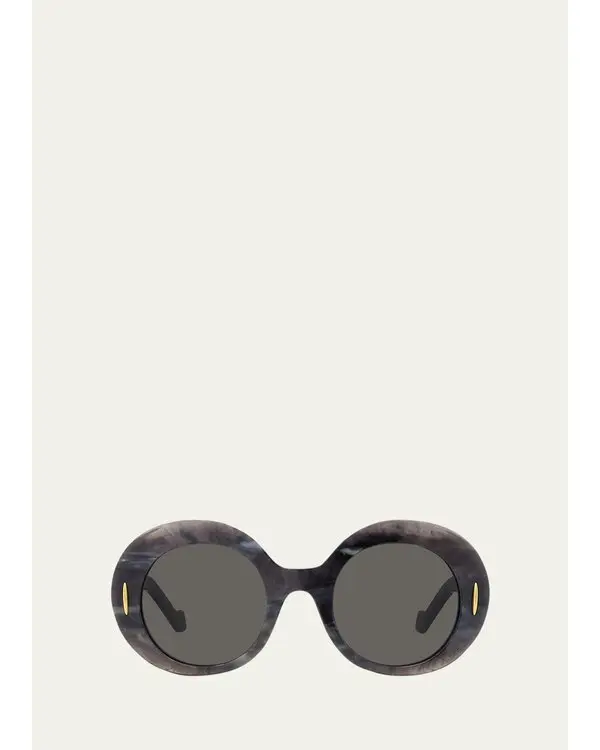 Loewe Oval Acetate Sunglasses With Anagram - Black/smoke