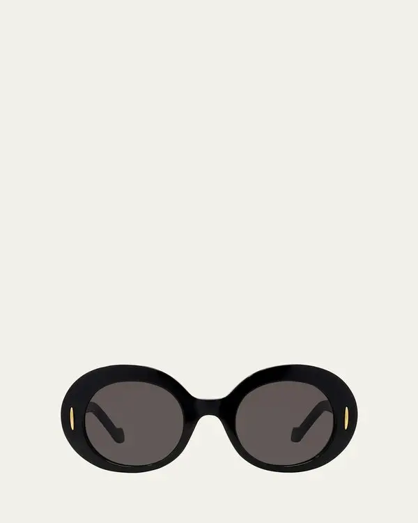 Loewe Oval Acetate Sunglasses With Anagram - Shiny Black
