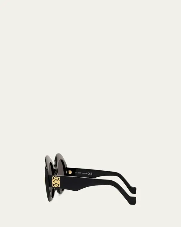 Loewe Oval Acetate Sunglasses With Anagram - Shiny Black