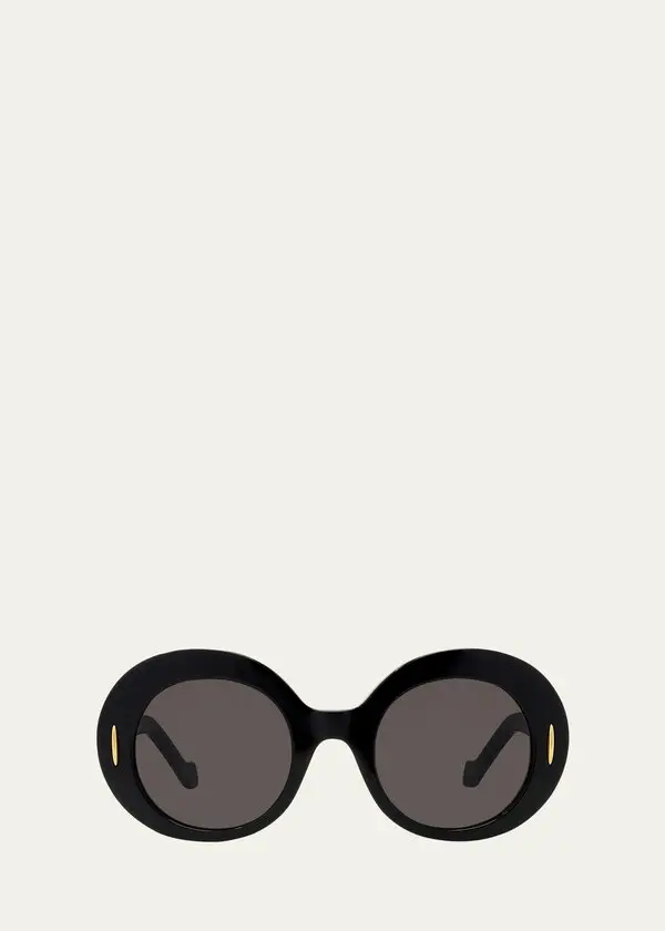 Loewe Oval Acetate Sunglasses With Anagram - Shiny Black