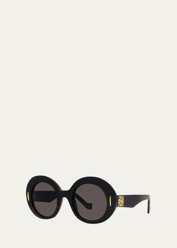 Loewe Oval Acetate Sunglasses With Anagram - Shiny Black