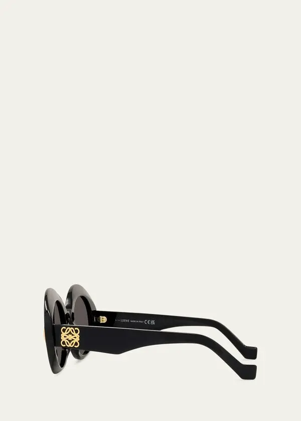 Loewe Oval Acetate Sunglasses With Anagram - Shiny Black