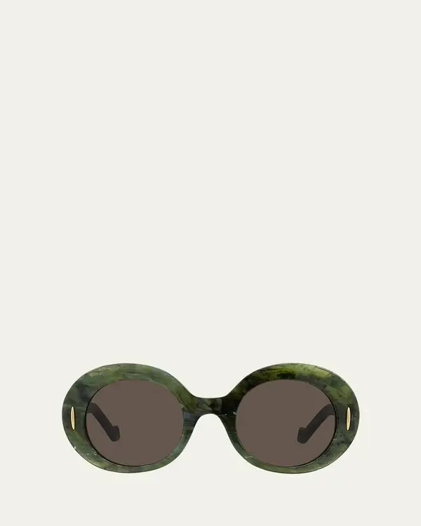 Loewe Oval Acetate Sunglasses With Anagram - Shiny Dark Green Brown