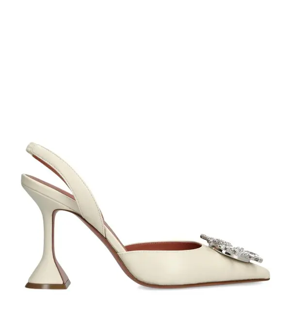 Amina Muaddi Leather Begum Slingback Pumps - Beige