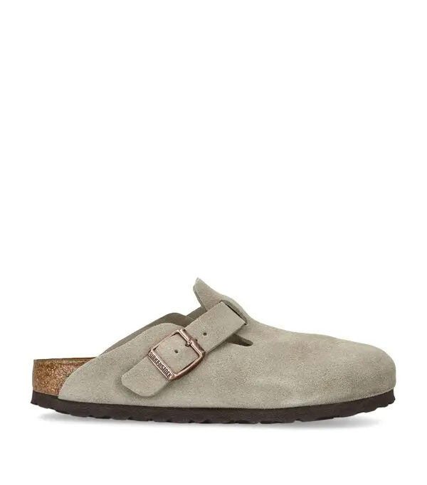 BIRKENSTOCK Suede Boston Clogs - Brown