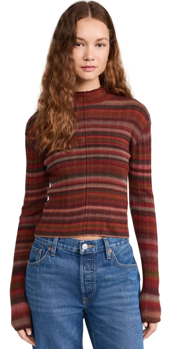 RE/DONE Ribbed Mock Neck Pullover