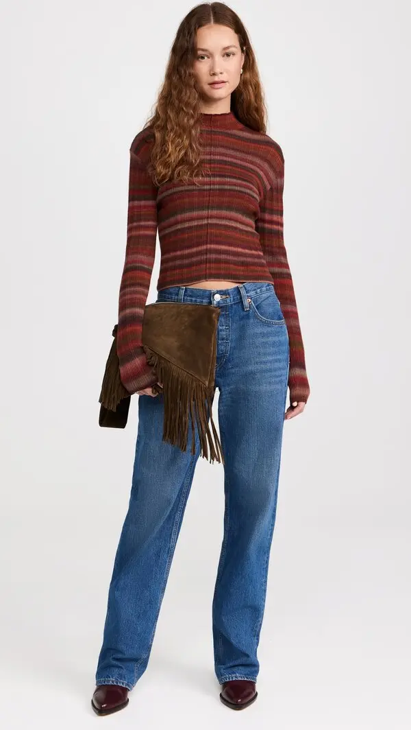 RE/DONE Ribbed Mock Neck Pullover