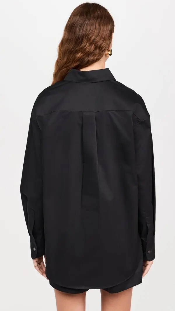 Sold Out NYC Classic Collar Shirttail Hem Button-down Shirt - Black