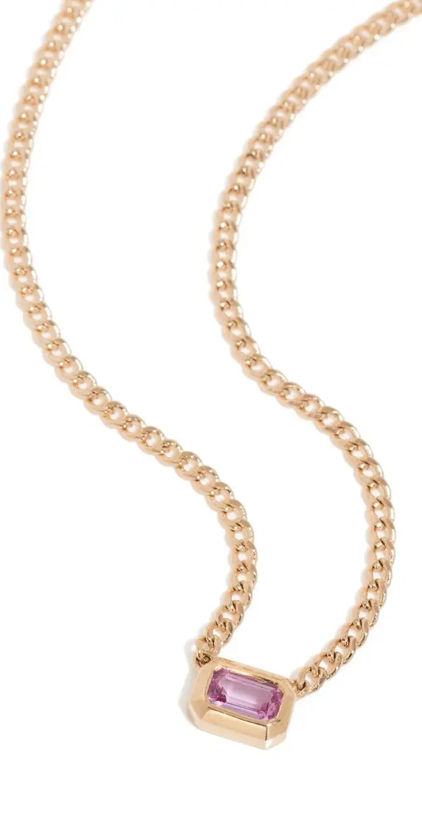 Zoe Chicco 14k Gold Sapphire Bezel Necklace - Pink Sapphire