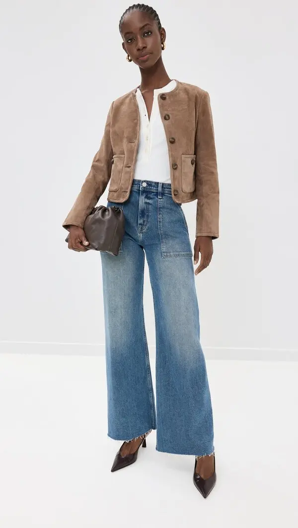 Veronica Beard Andrea Suede Jacket - Bark