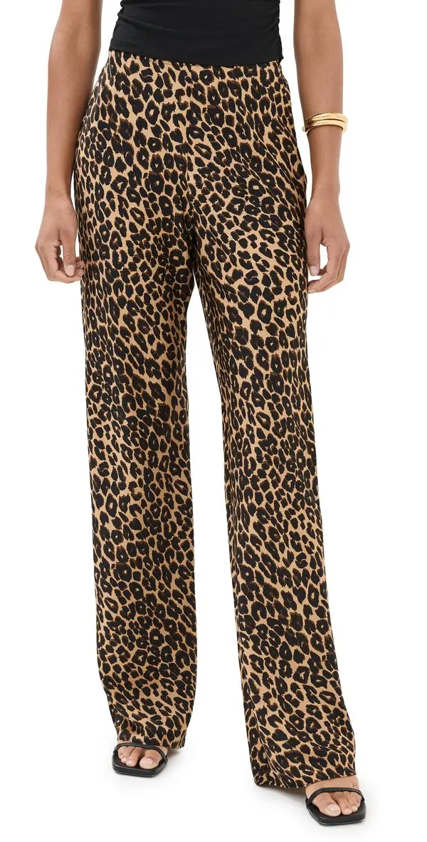 REFORMATION Gale Leopard Print Satin Pants