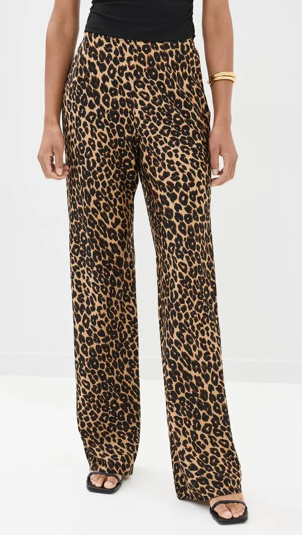 REFORMATION Gale Leopard Print Satin Pants