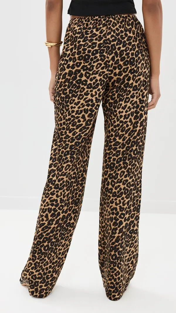 REFORMATION Gale Leopard Print Satin Pants