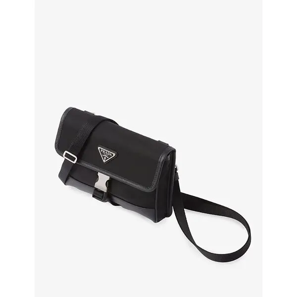 Prada Re-nylon Buckled Nylon And Leather Phone-holder - Black