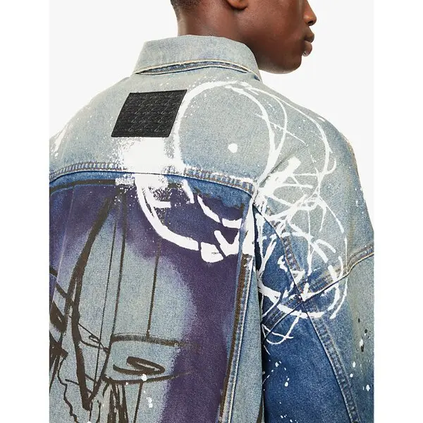 Marc Jacobs X Futura Painted Trucker Denim Jacket - Indigo Multi 