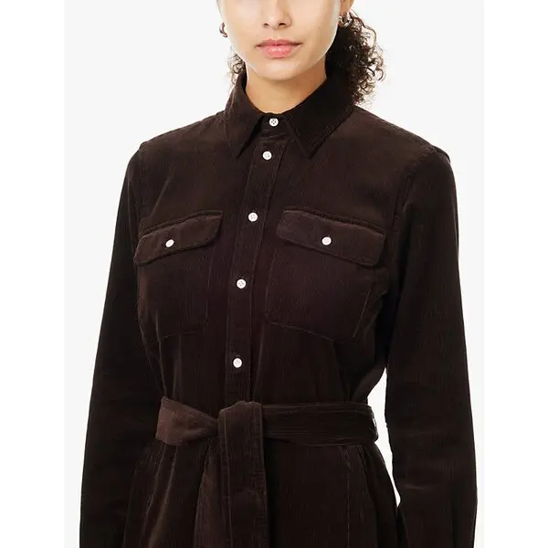 ralph lauren brown corduroy dress Magdalene Corduroy Button Down Mini Dress | Chocolate | Womens