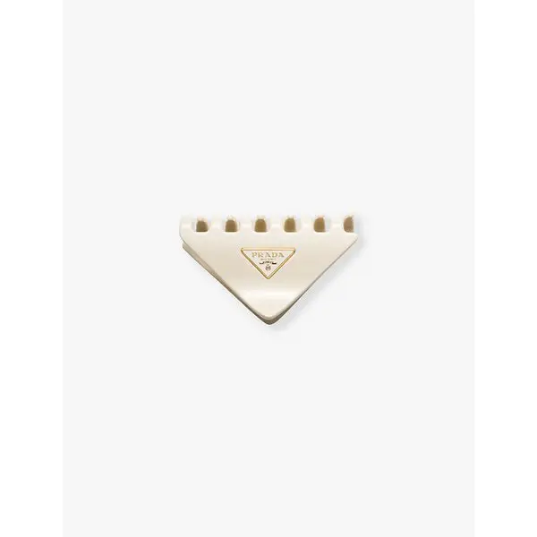 Prada Brand-plaque Triangle Claw Clip - Neutral