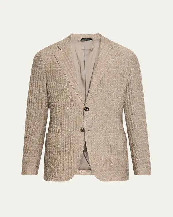 Giorgio Armani Cashmere-silk Deconstructed Chevron Blazer