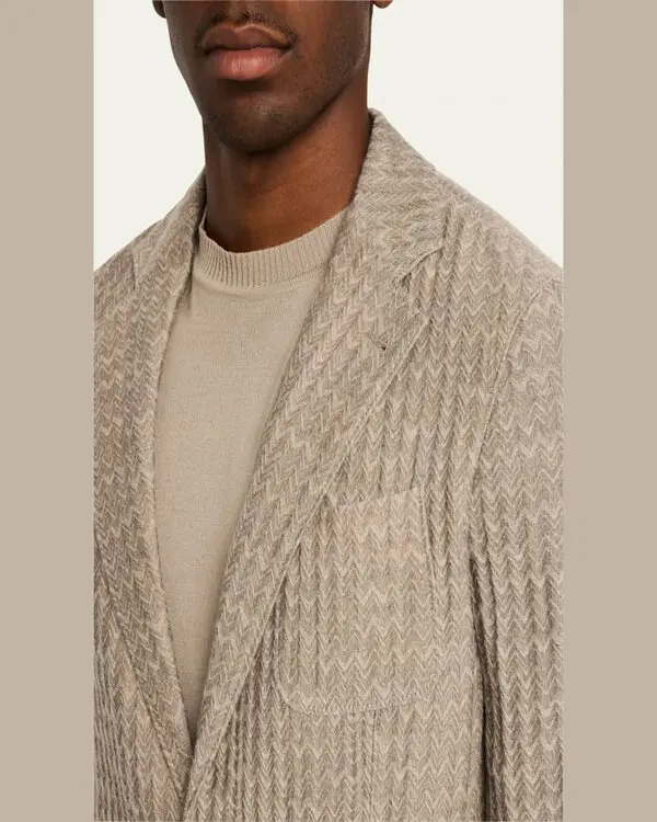 Giorgio Armani Cashmere-silk Deconstructed Chevron Blazer