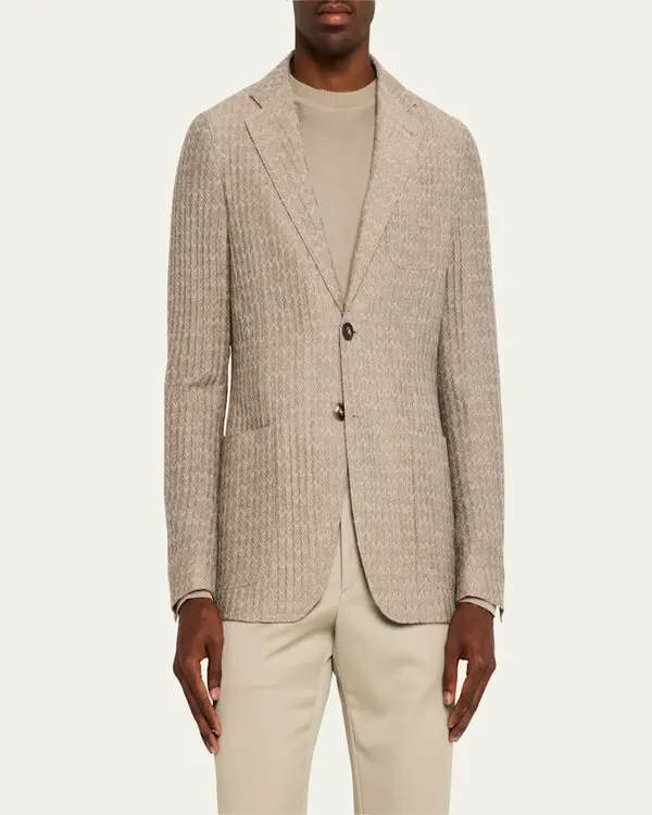 Giorgio Armani Cashmere-silk Deconstructed Chevron Blazer