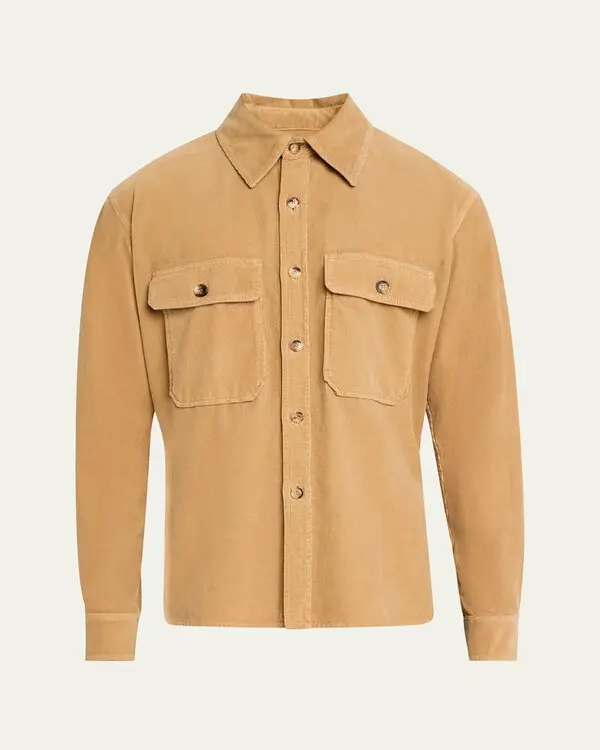 Saint Laurent 2-pocket Corduroy Overshirt - Moka/choc