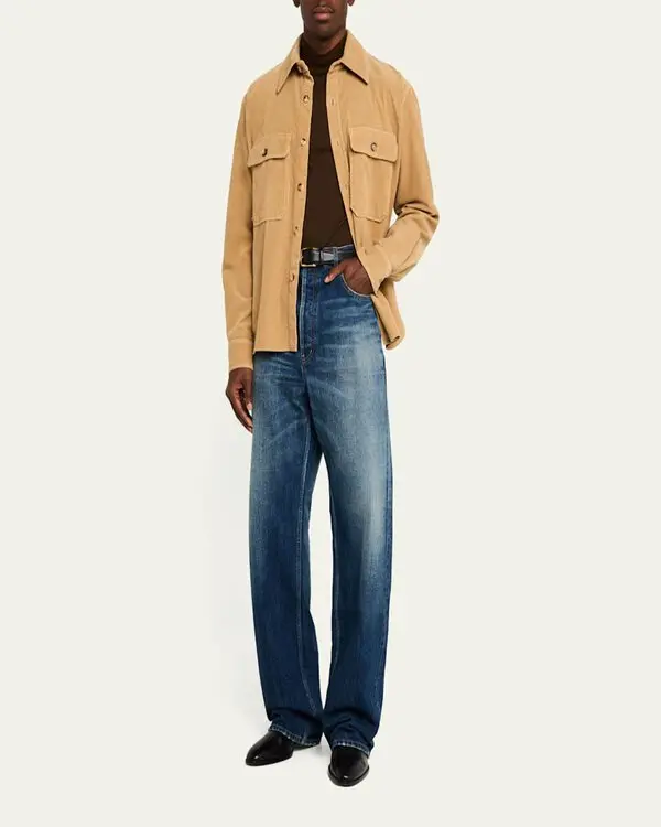 Saint Laurent 2-pocket Corduroy Overshirt - Moka/choc