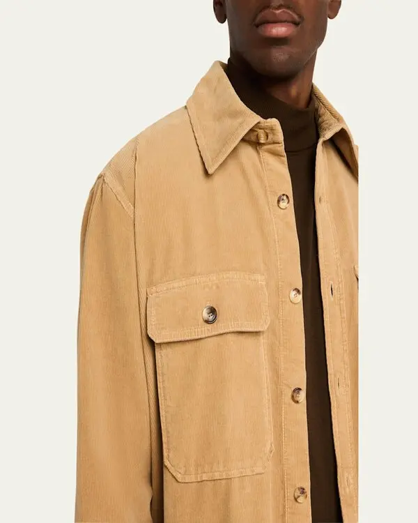 Saint Laurent 2-pocket Corduroy Overshirt - Moka/choc