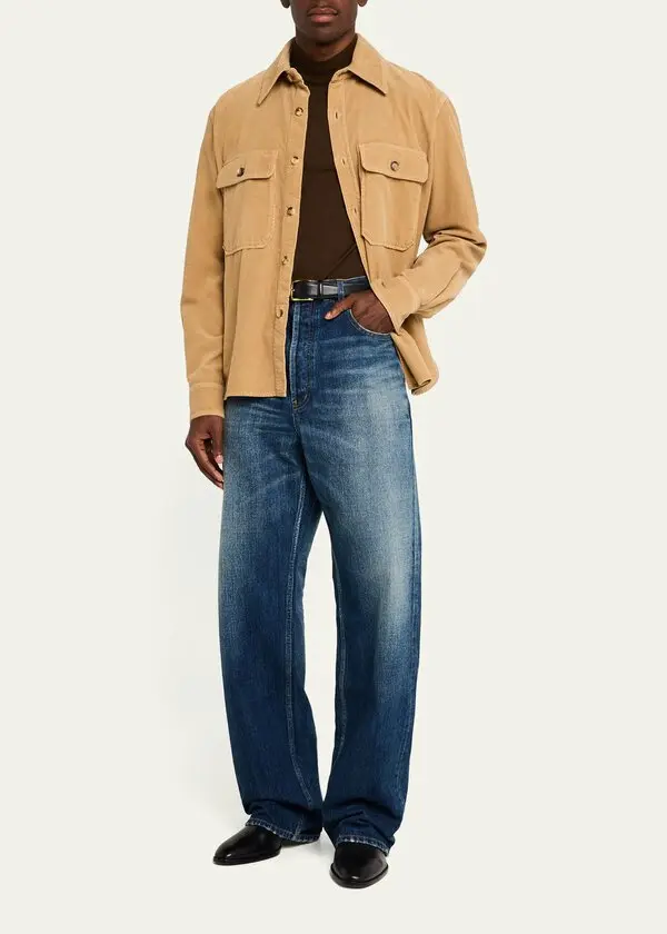 Saint Laurent 2-pocket Corduroy Overshirt - Moka/choc