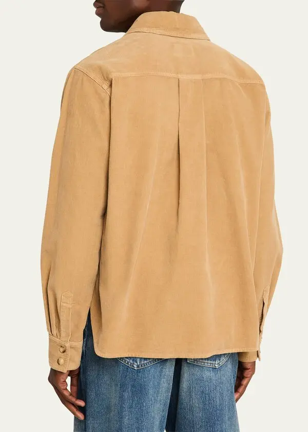 Saint Laurent 2-pocket Corduroy Overshirt - Moka/choc