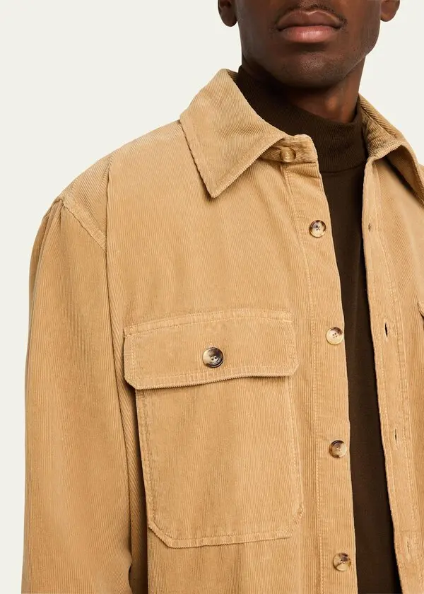 Saint Laurent 2-pocket Corduroy Overshirt - Moka/choc