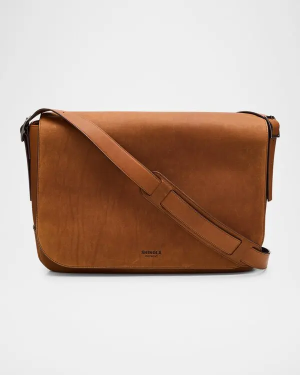 Shinola Runwell Leather Messenger Bag - Medbrown