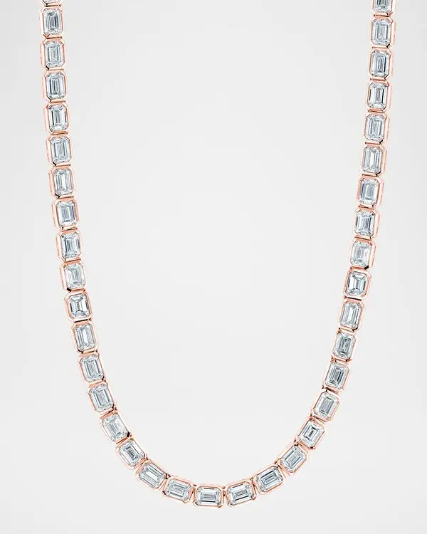 Neiman Marcus X Danielle Klein 18k Gold Emerald-cut Diamond Tennis Necklace - Rose Gold