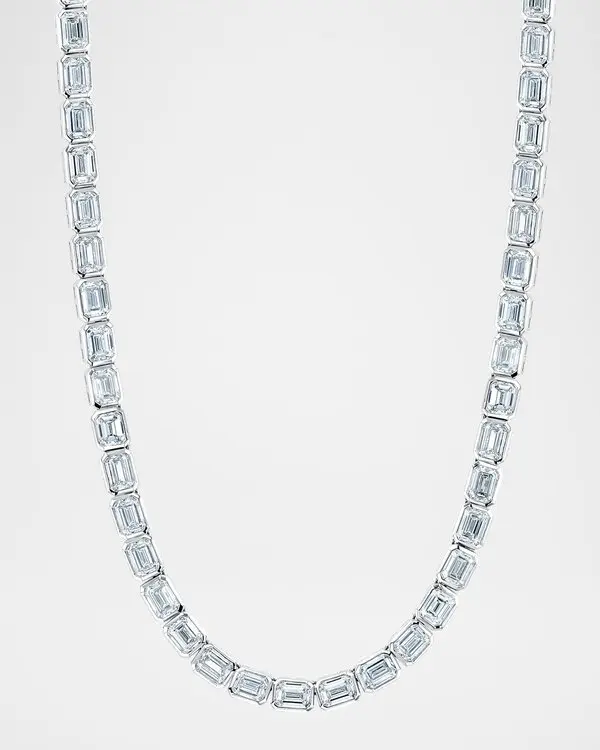 Neiman Marcus X Danielle Klein 18k Gold Emerald-cut Diamond Tennis Necklace - White Gold