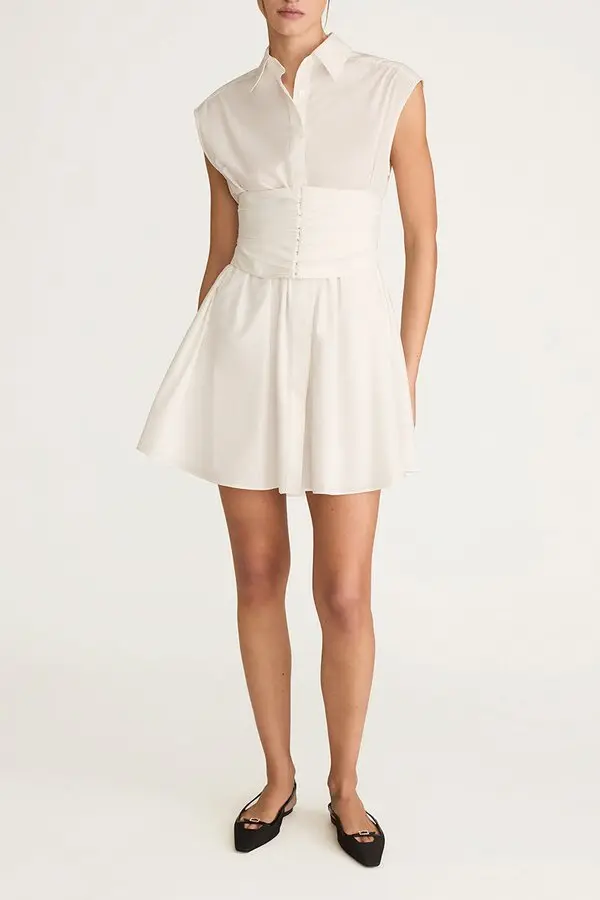 Rebecca Taylor Corseted Mini Dress In Natural - 40% Off | Editorialist