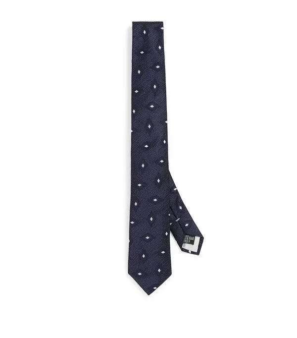 Giorgio Armani Silk Geometric Print Neck Tie - Blue