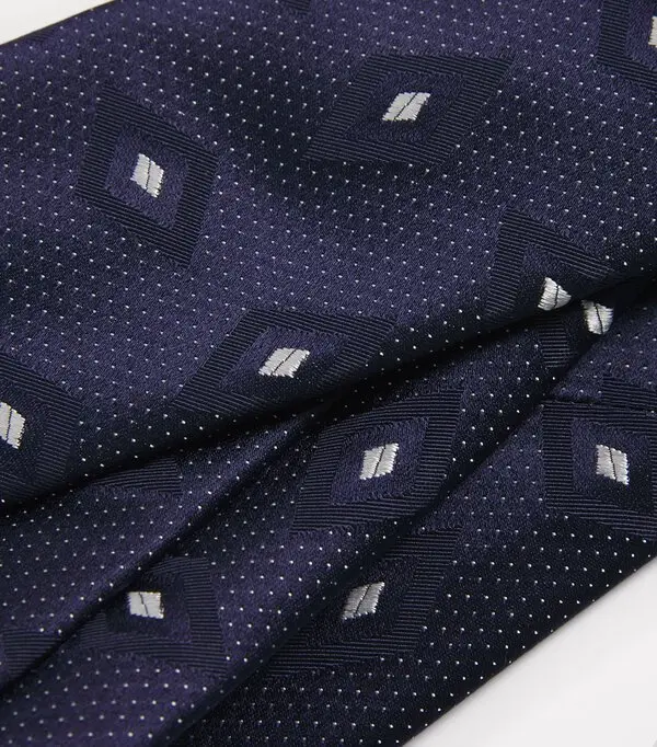 Giorgio Armani Silk Geometric Print Neck Tie - Blue