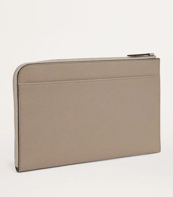 Smythson Panama Leather Slim Pouch - Beige