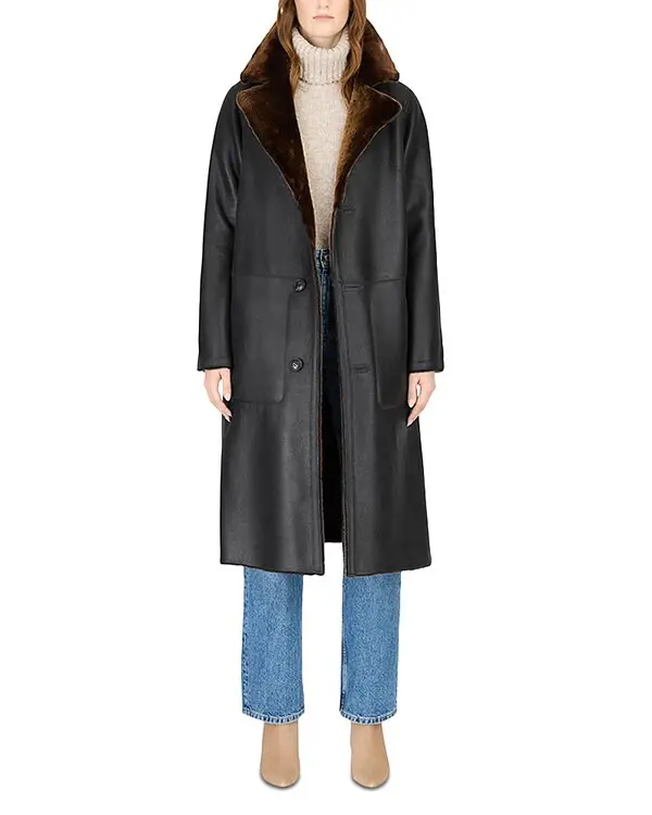 HISO Zira Reversible Shearling Coat - Macassar