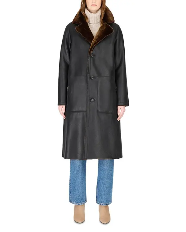 HISO Zira Reversible Shearling Coat - Macassar