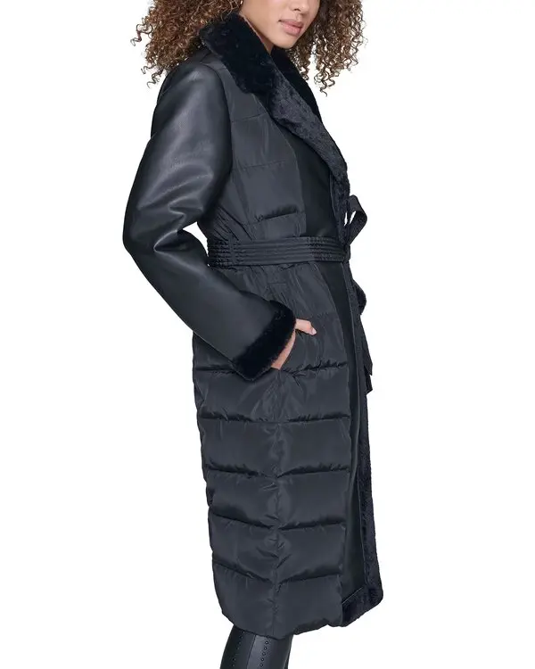 Karl Lagerfeld Paris Mixed Media Puffer Coat