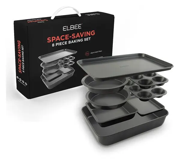 ELBEE HOME 8-piece Nonstick Space Saving Baking Pan Set