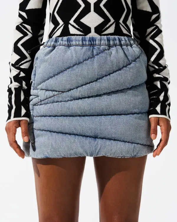 Perfect Moment Quilted Denim Mini Skirt