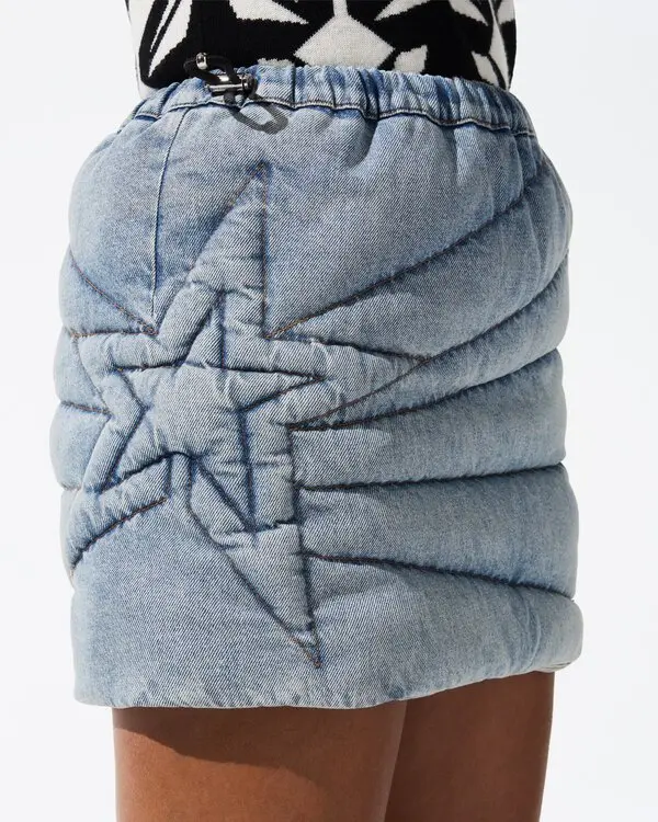 Perfect Moment Quilted Denim Mini Skirt