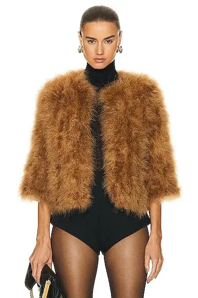 YVES SALOMON Feather Cropped Jacket