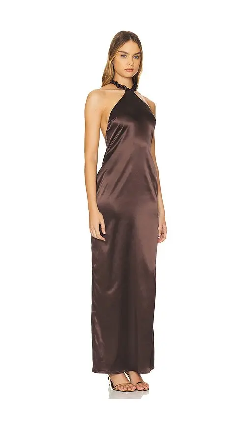 KHANUMS Satin Halter Maxi Dress