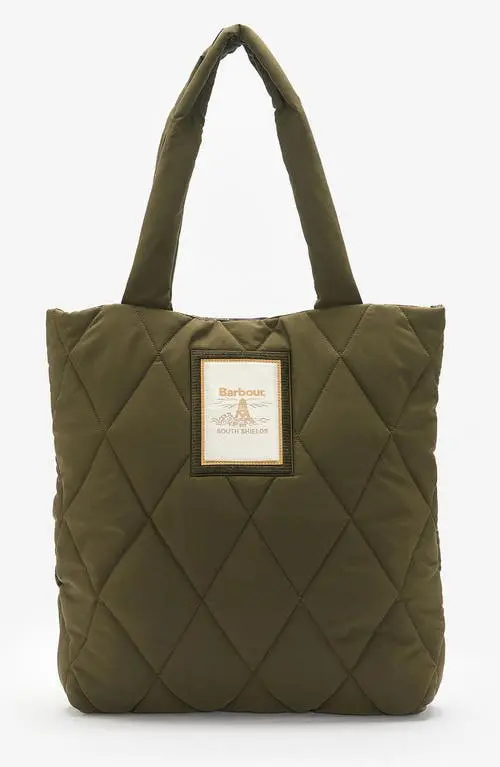 Barbour Mariah Diamond Quilted Tote Bag - Olive