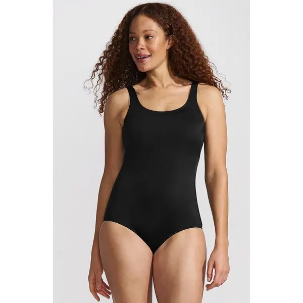 LANDS' END Tugless Low Leg One-piece Swimsuit - Black